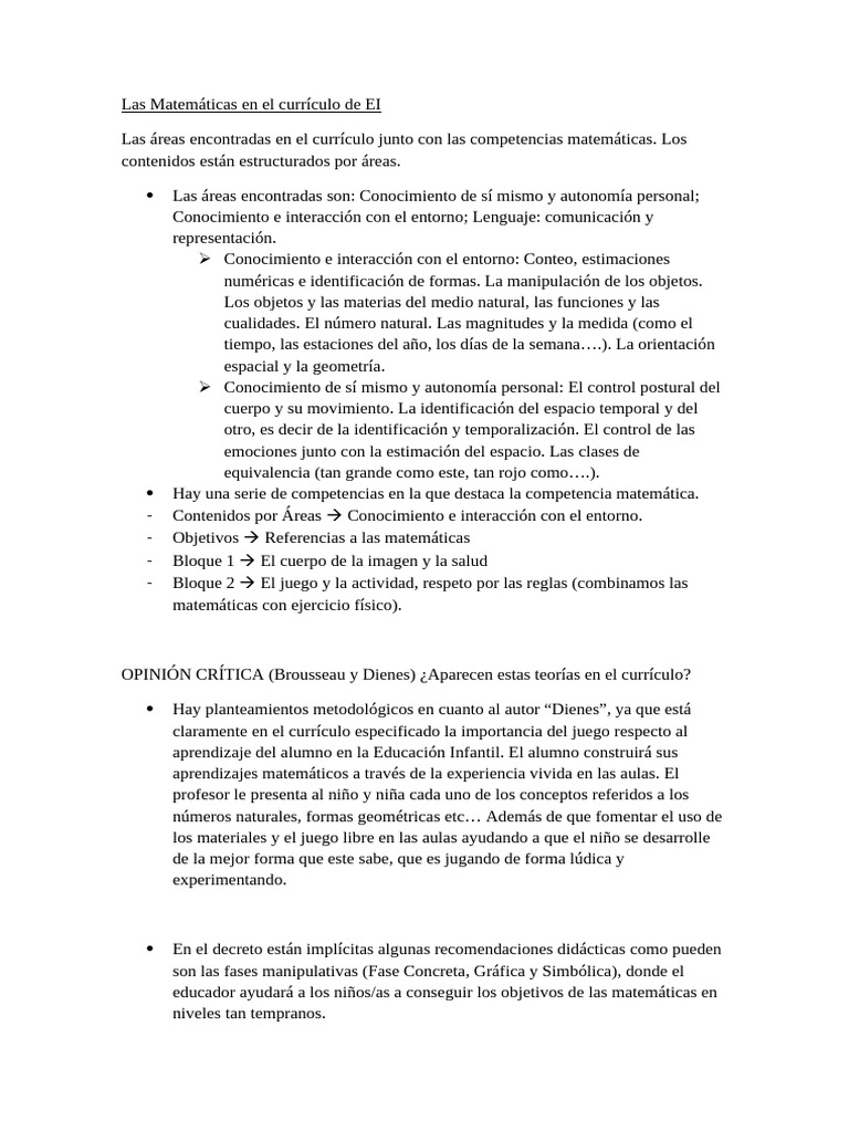 Las Matemáticas en El Curriculo de EI | PDF | Plan de estudios ...