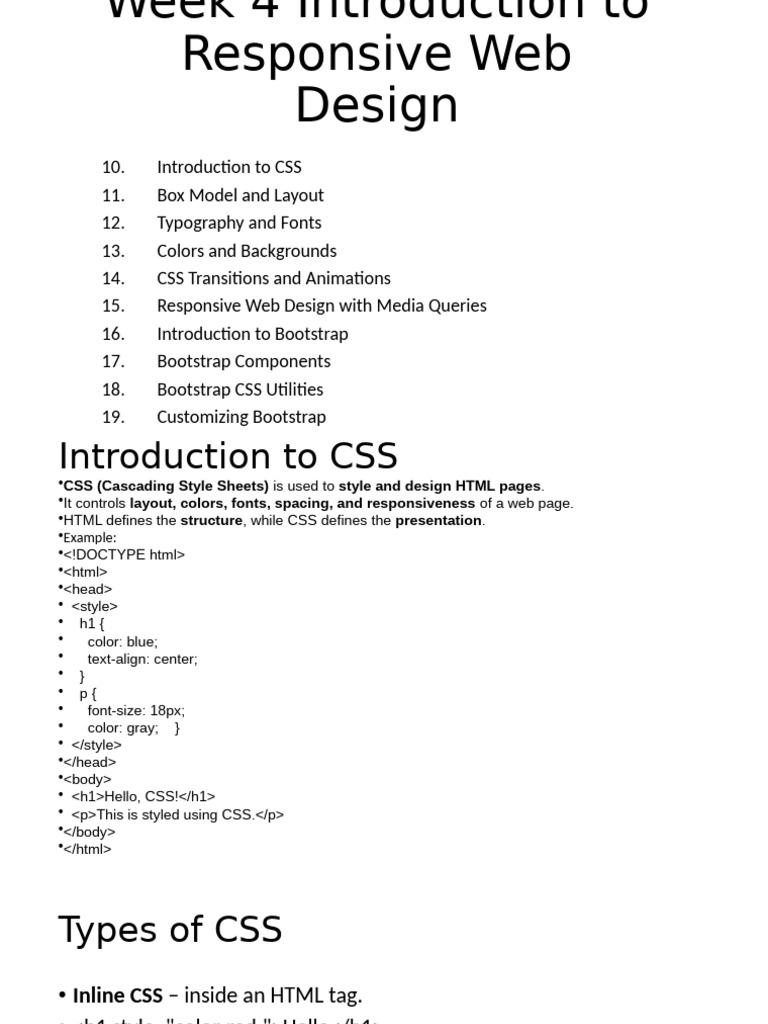 Responsive Web Design and CSS Basics | PDF | Bootstrap (Front End ...