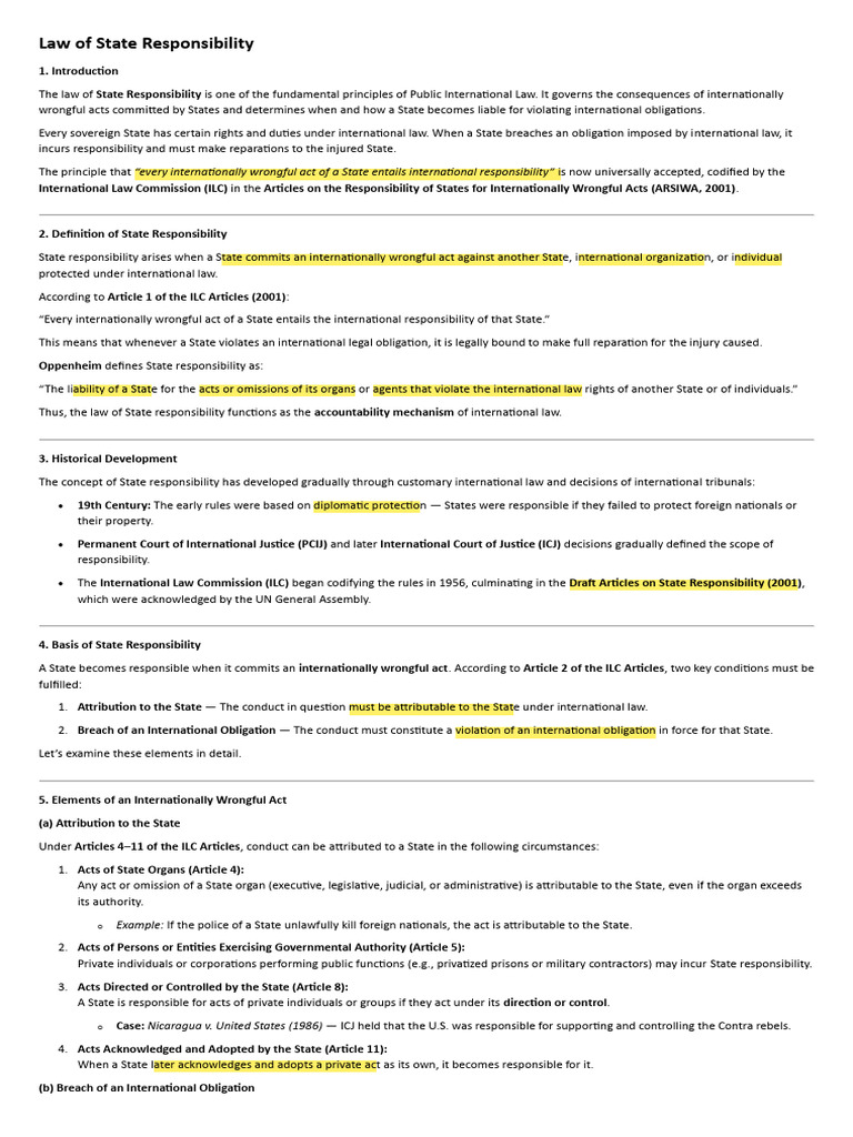 Understanding State Responsibility in Law | PDF | International Law ...