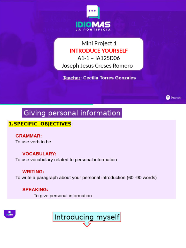 Personal Introduction Mini Project Guide | PDF