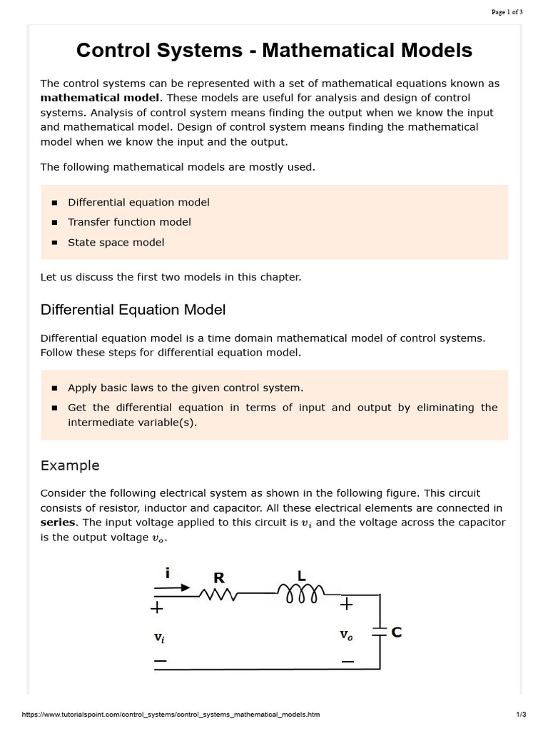 Control Systems - Mathematical Models | PDF | Electrical Circuits ...