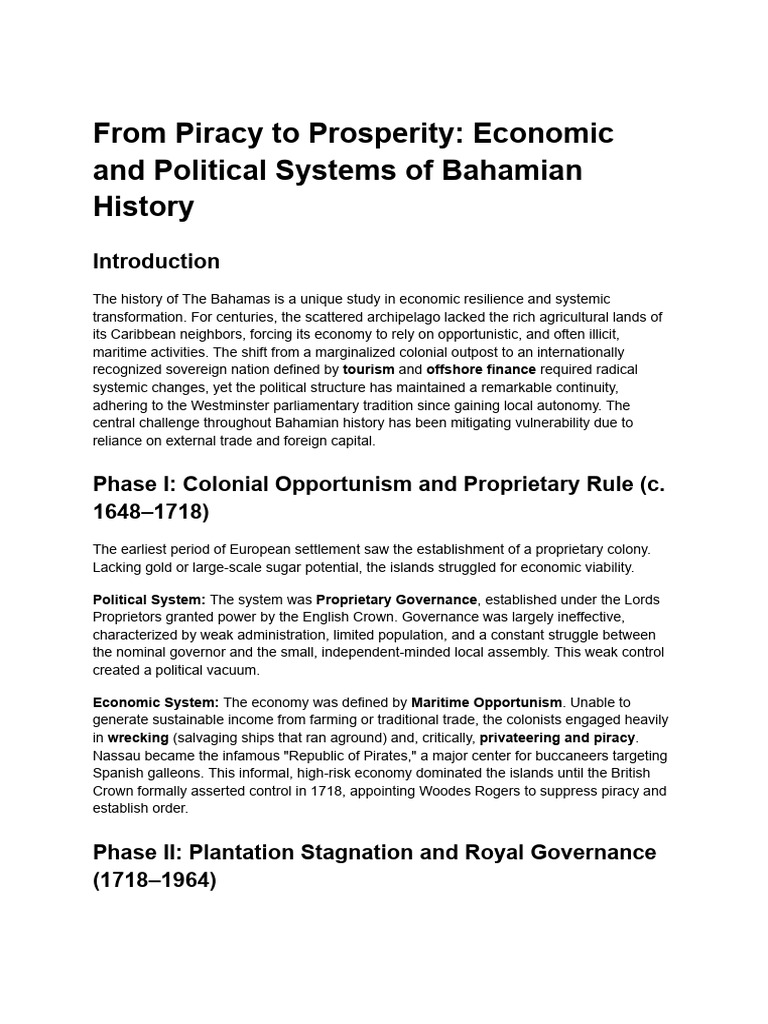 From Piracy To Prosperity - Economic and Political Systems of Bahamian ...