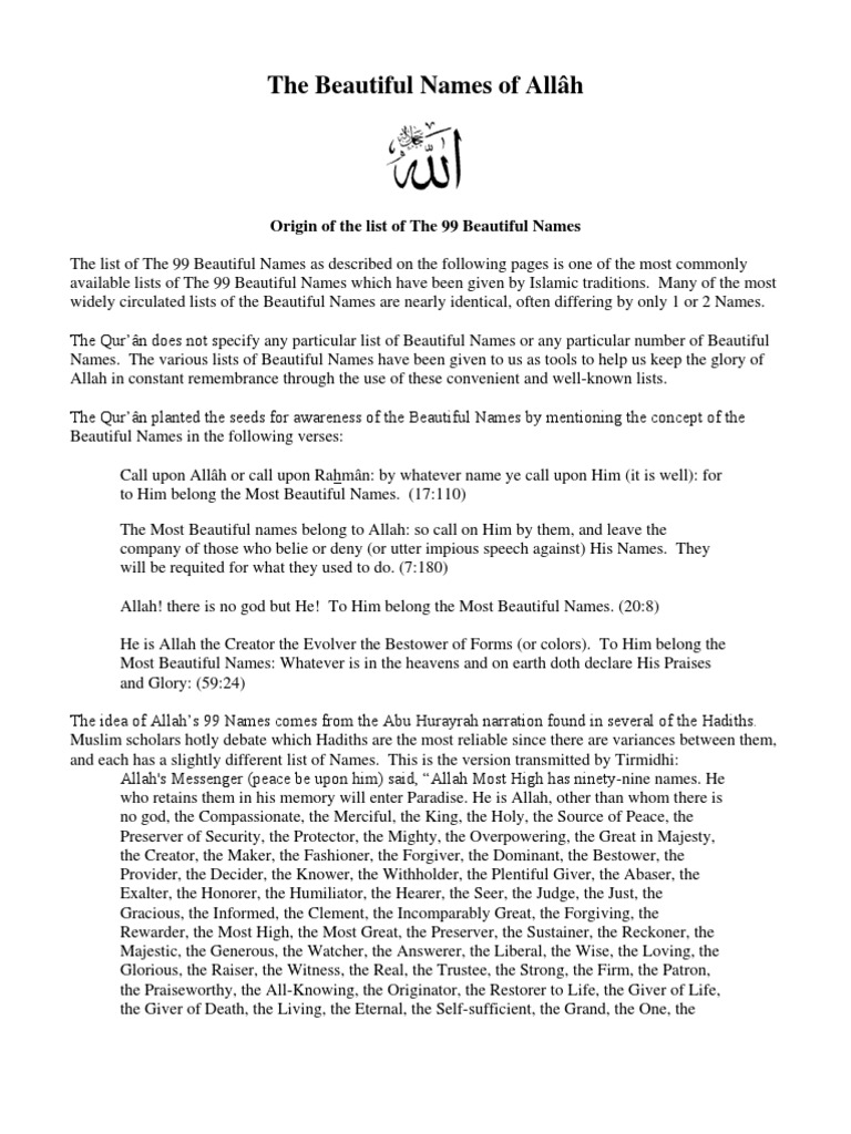 99 Names of Allah SWT | Allah | Monotheistic Religions