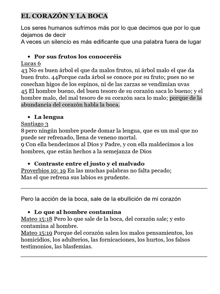 Corazón y Boca: Reflexiones Espirituales | PDF | Pecado