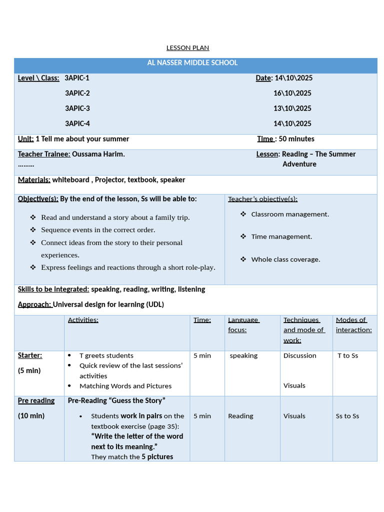 Lesson Plan 7 9th Grade | PDF | Lesson Plan | Learning