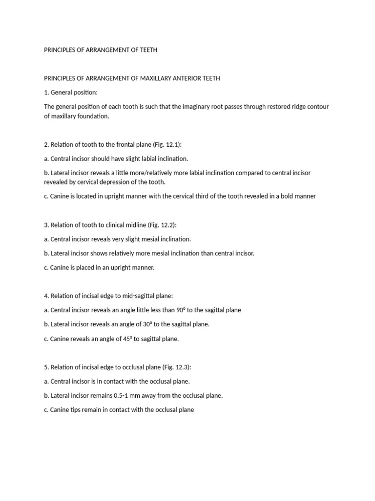 Principles of Tooth Arrangement | PDF