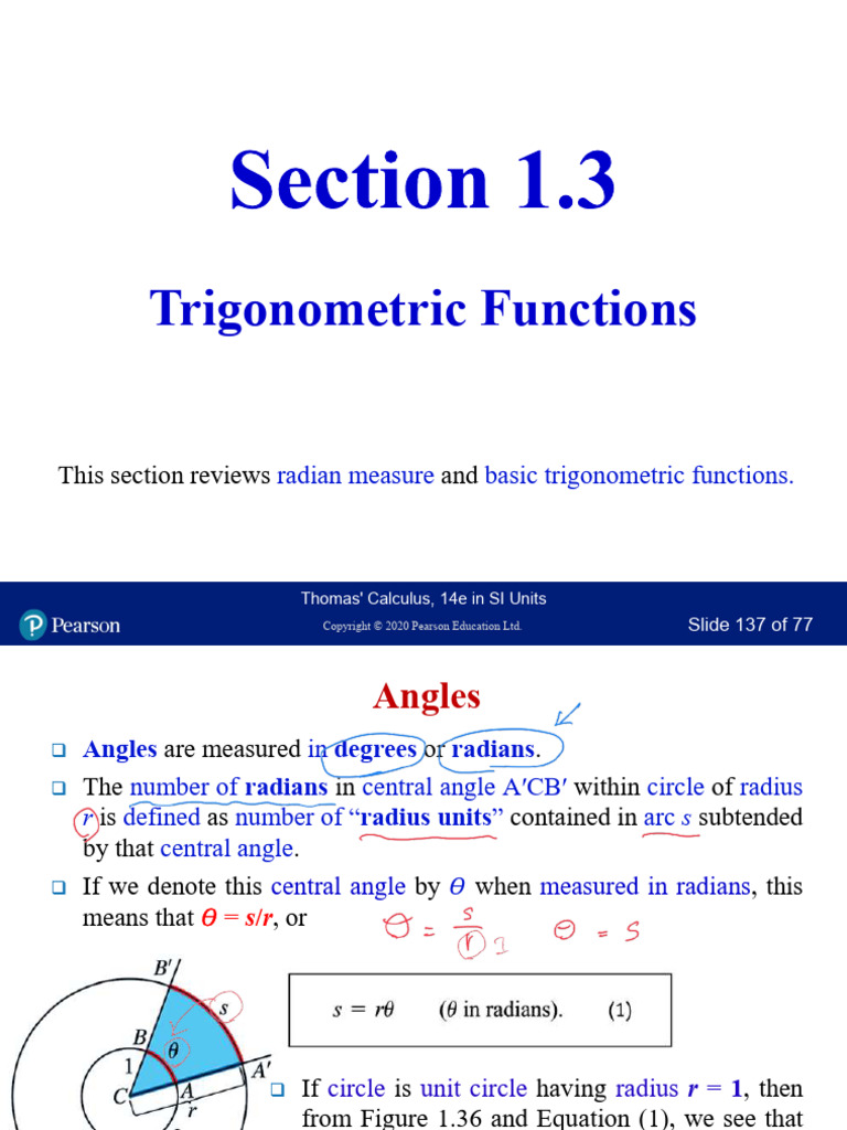 Cal 1.3 Trigonometric Functions | PDF | Trigonometric Functions | Angle