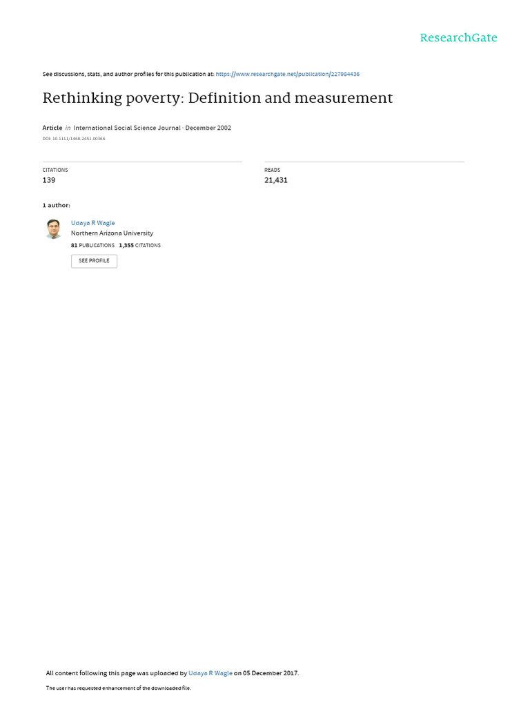 Rethinking Poverty Definition and Measurement | PDF | Poverty | Poverty ...