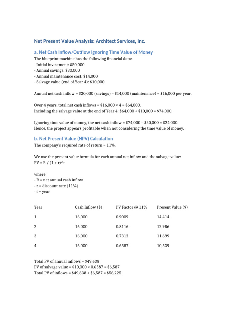 Net Present Value Analysis for Investment | PDF | Net Present Value ...