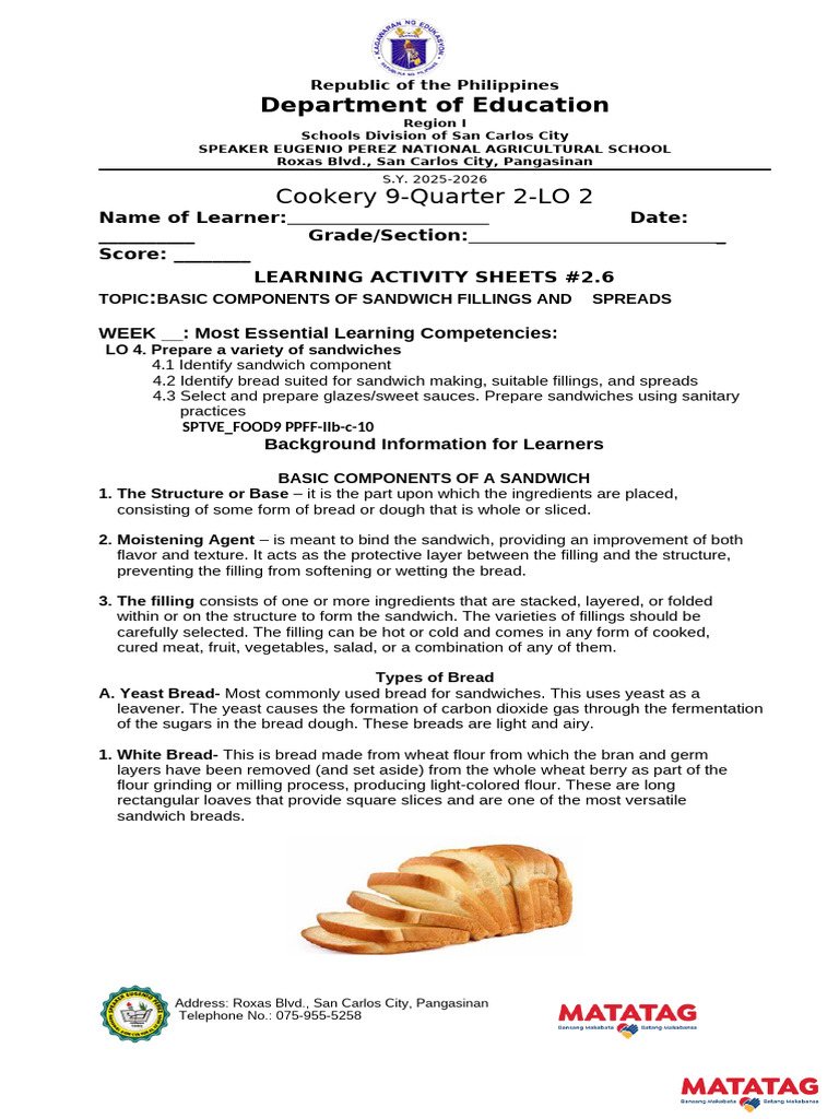 Sandwich Fillings and Spreads Guide | PDF | Breads | Salad