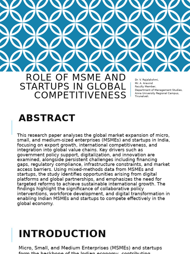 Role of Msme and Startups in Global Competitiveness | PDF | Market ...