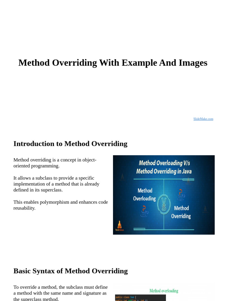 Method Overriding With Example and Images | PDF