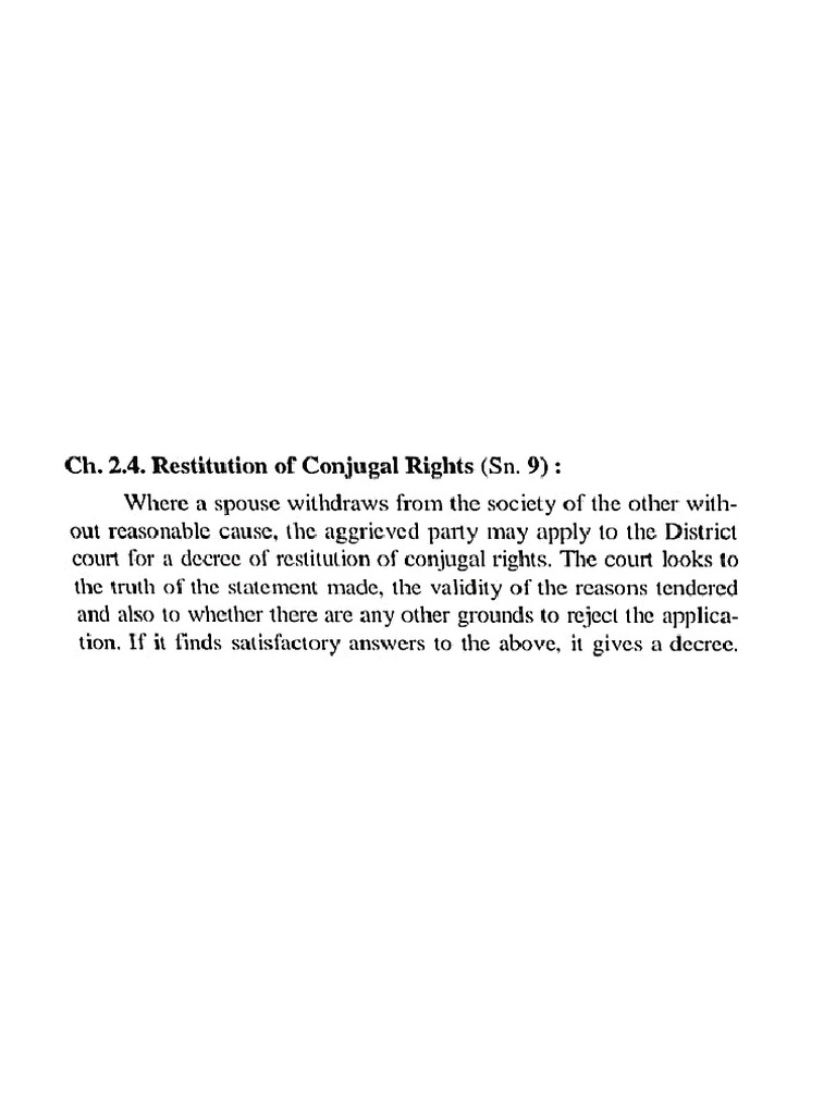 Conjugal Rights and Judicial Separation PDF | PDF
