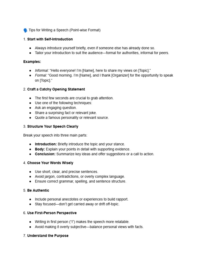 Speech Writing | PDF