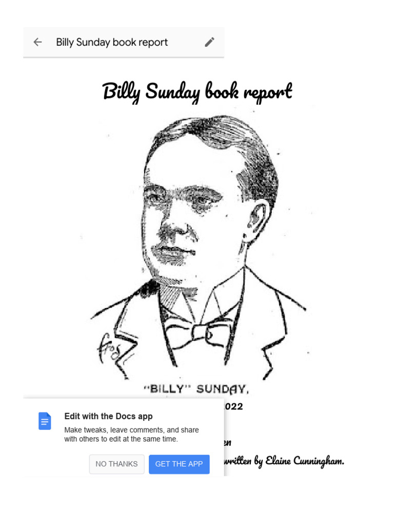 Billy Sunday Book Report | PDF