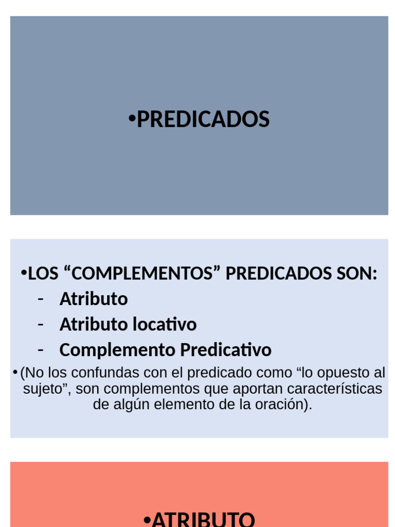 Atributo y Predicativo (1) | PDF | Predicado (Gramática) | Verbo
