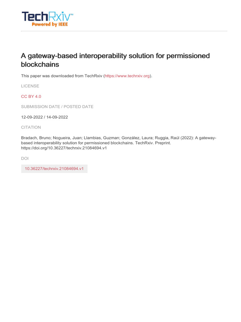 A Gateway Based Interoperability Solution For Permissioned Blockchains ...
