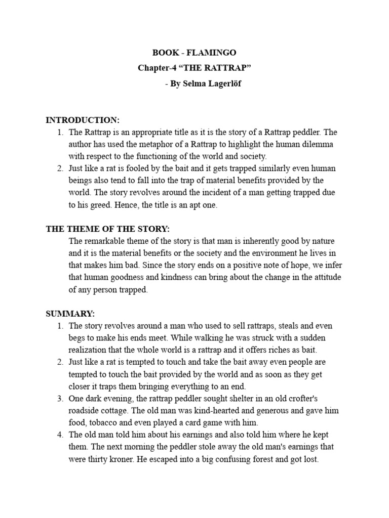 The Rattrap, English Ncert, Class 12th, Imp Questions | PDF