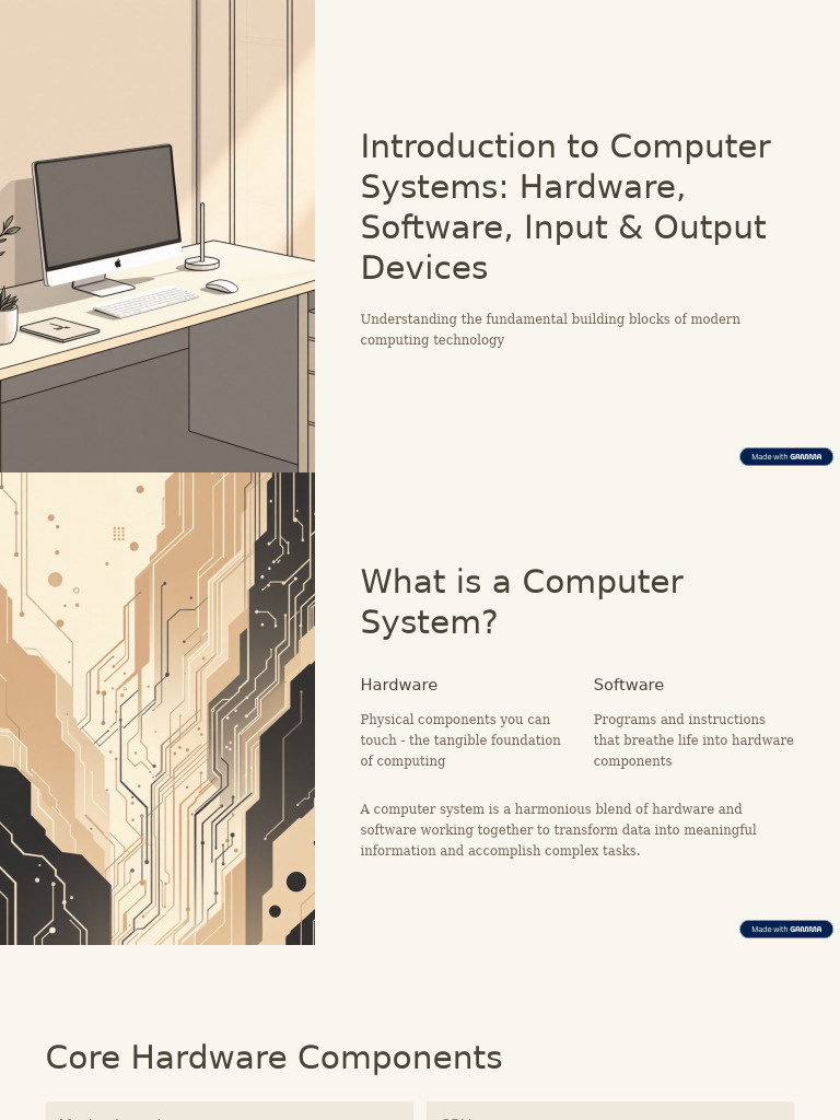 Introduction to Computer Systems Hardware Software Input and Output ...