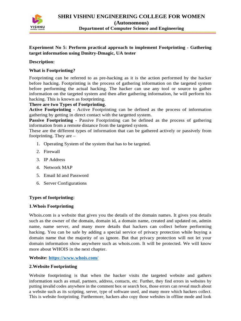 Cyber Security Lab - Experiment 5 | PDF | Domain Name System | Port (Computer Networking)