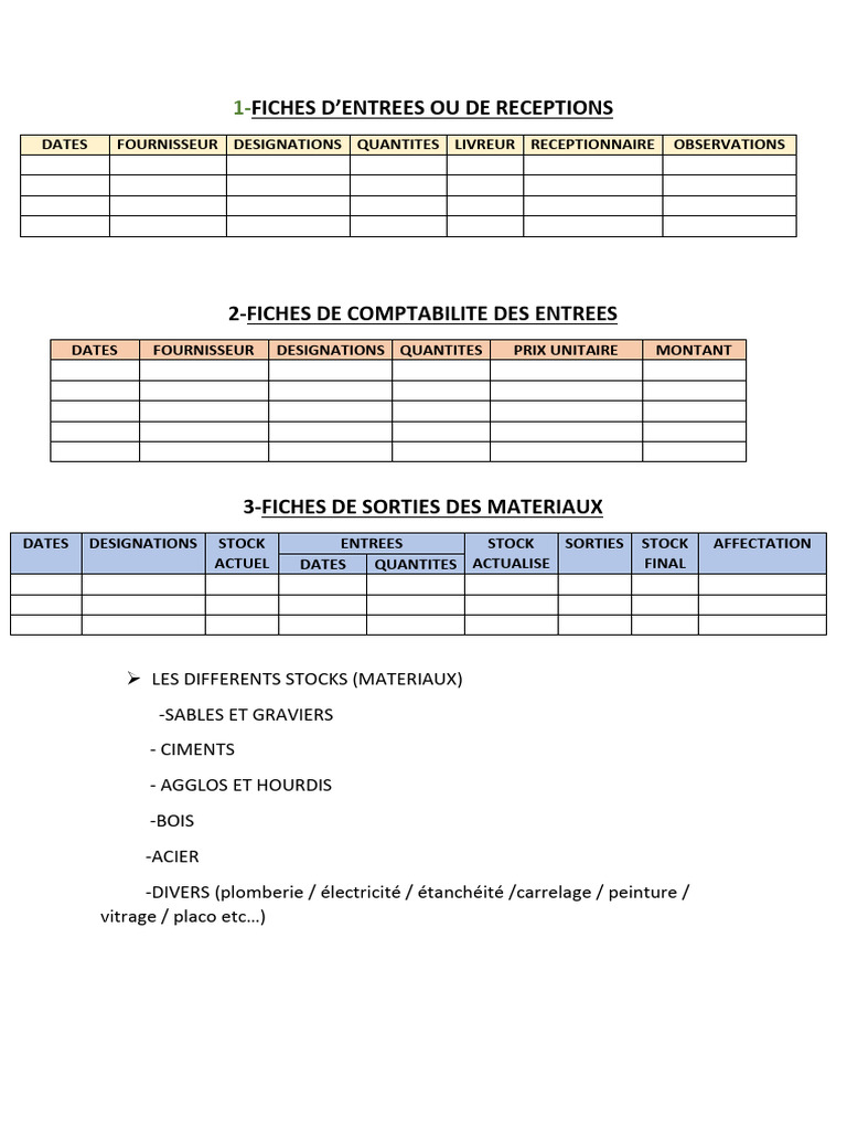 Gestion des Stocks et Fiches de Réception | PDF