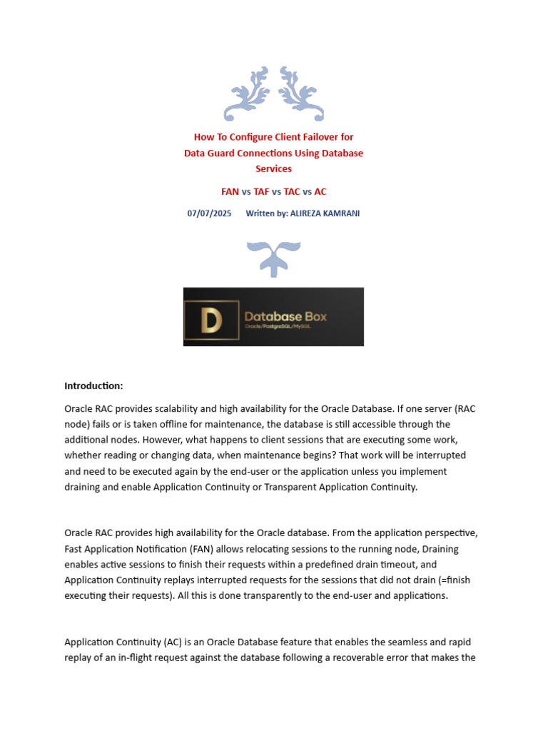 Configure Client Failover For DataGuard Connections Using Database Services | PDF | Computing