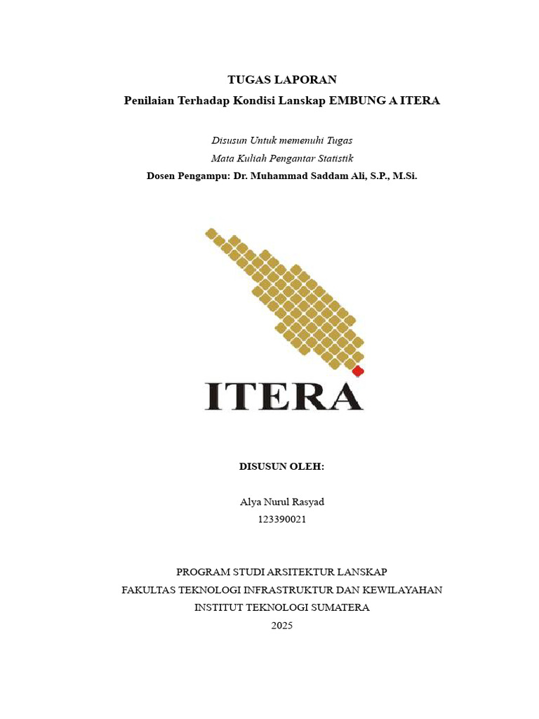 Penilaian Kondisi Lanskap Embung A Itera | PDF