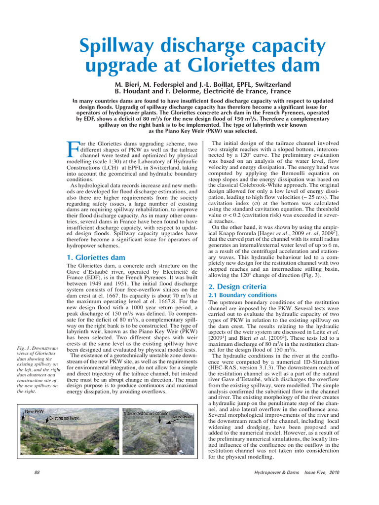 Spillway Discharge Capacity Upgrade at Gloriettes Dam | PDF | Spillway ...
