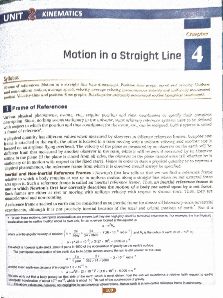 Unit 2 Kinematics Subunit Motion in A Straight Line | PDF