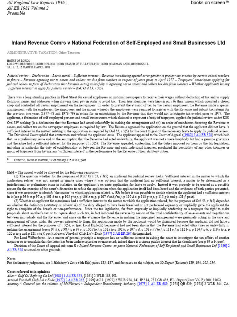 R. v. Inland Revenue Commissioners 2 | PDF | Taxes | Legal Remedy