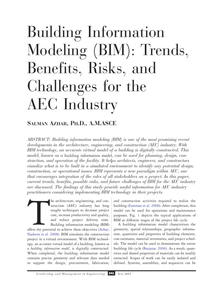BIM: Trends, Benefits, and Challenges | PDF | Building Information ...