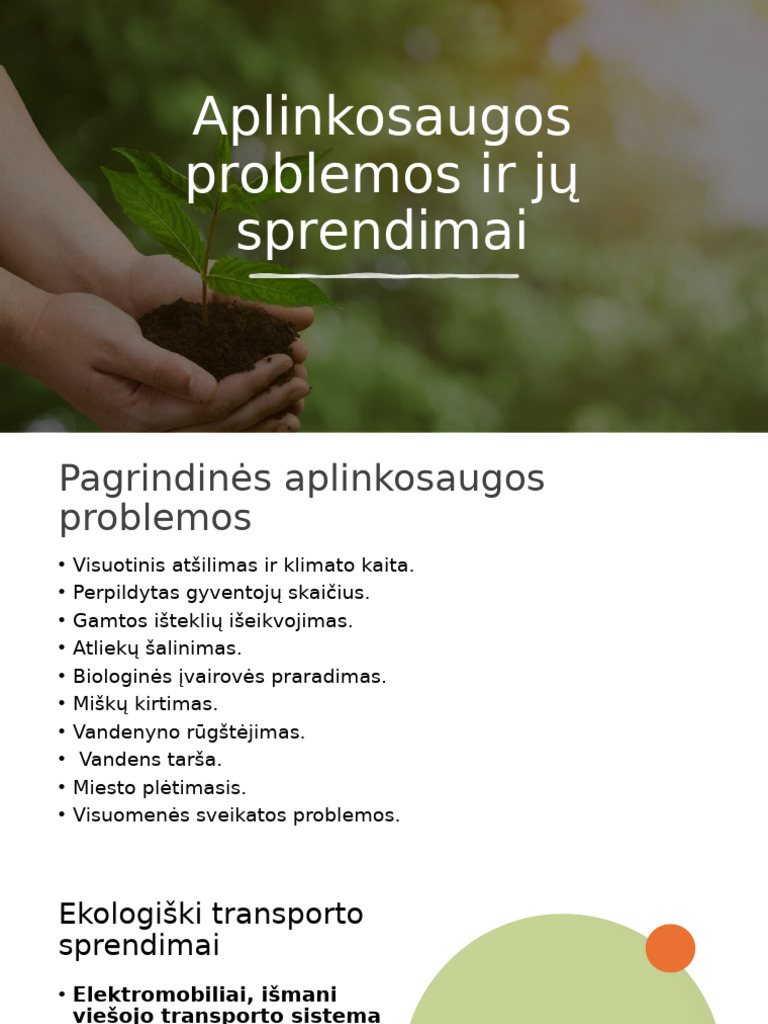 Aplinkosaugos Problemos Ir Jų Sprendimai | PDF