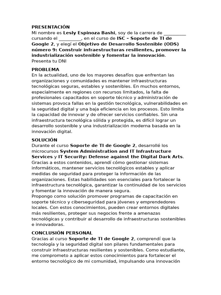 Capacitación en Soporte TI y Ciberseguridad | PDF