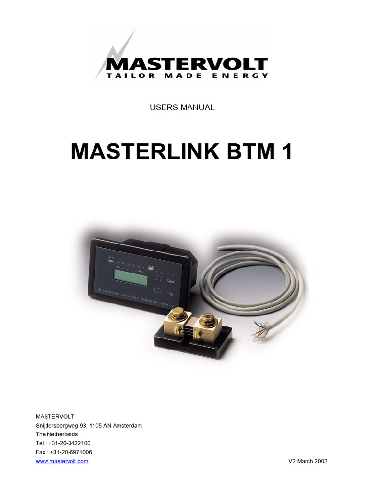 Mastervolt BTM-1 Battery Monitor Manual | PDF | Relay | Fuse (Electrical)