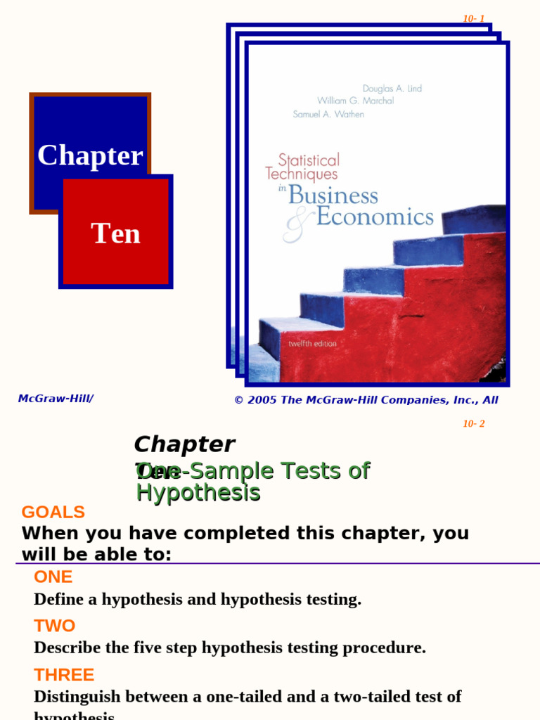 Chapter 10 PowerPoint One Sample Test of Hypothesis | PDF | P Value ...