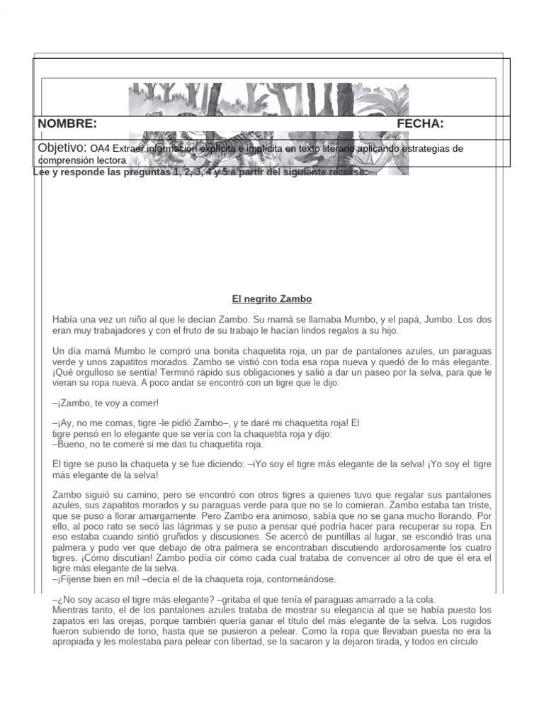 Cuento de Zambo y los tigres | PDF | Galgo