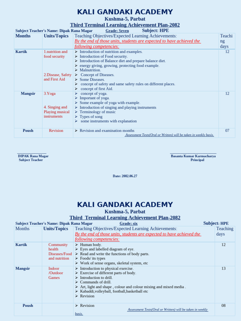 Third Term Plan | PDF