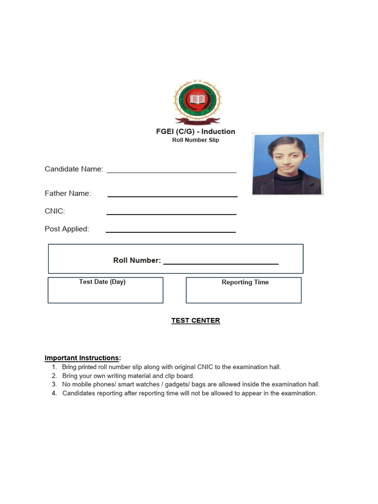 Elementary School Teacherfemaleroll No Slipetf-03665 1759326487 | PDF