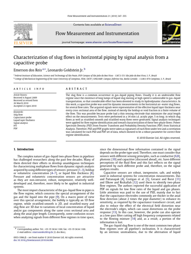 Characterization of Slug Flows in Horizontal Piping by Signal Analysis ...