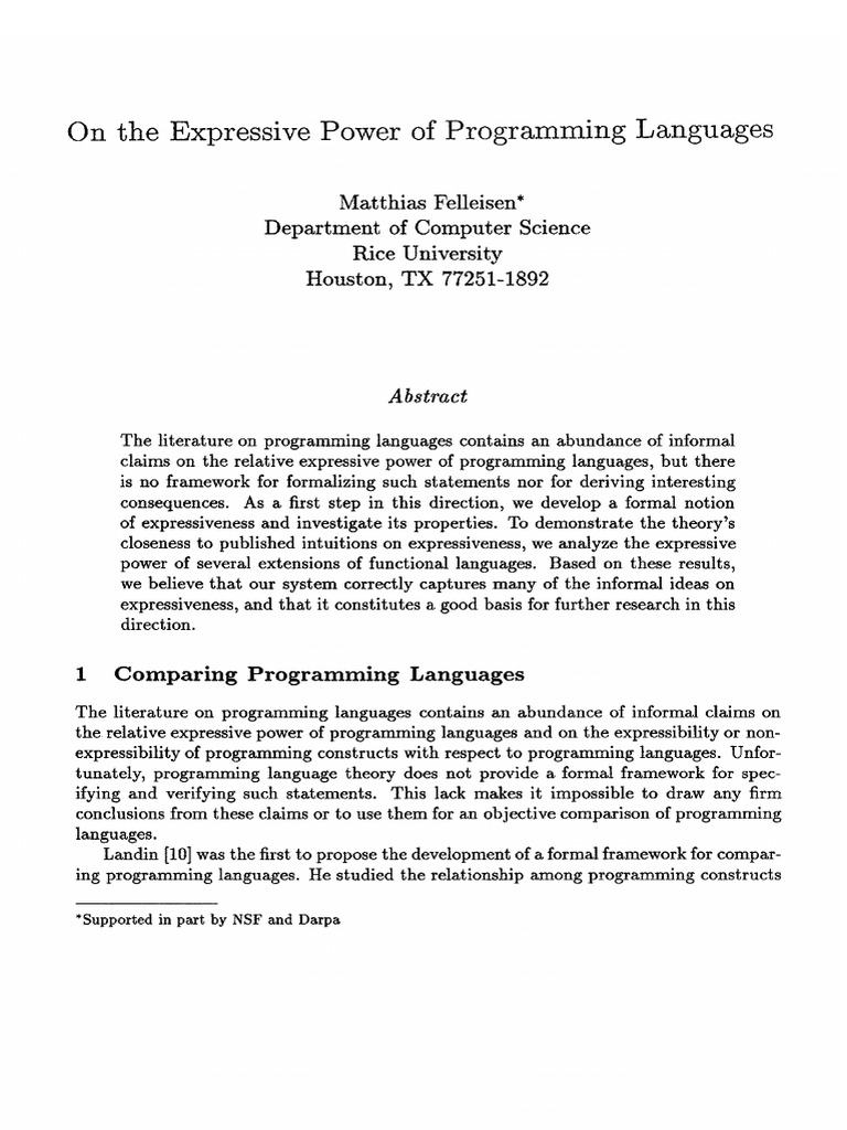 On The Expressive Power of Programming Languages | PDF | Scheme ...