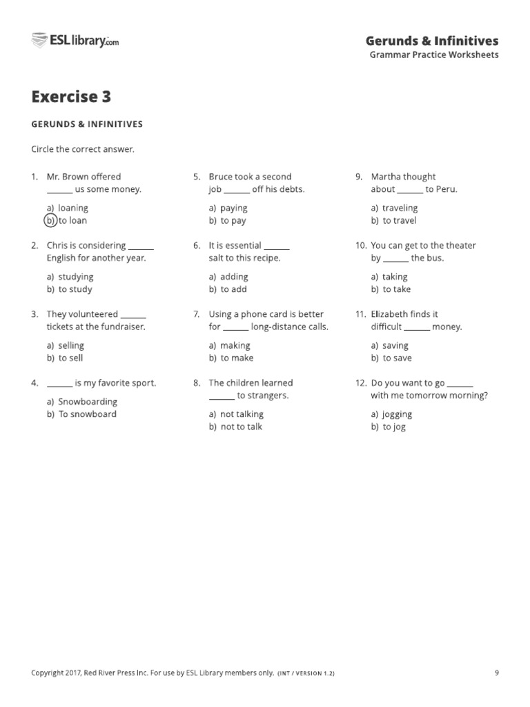 Exercise 3 Gerunds and Infinitives | PDF