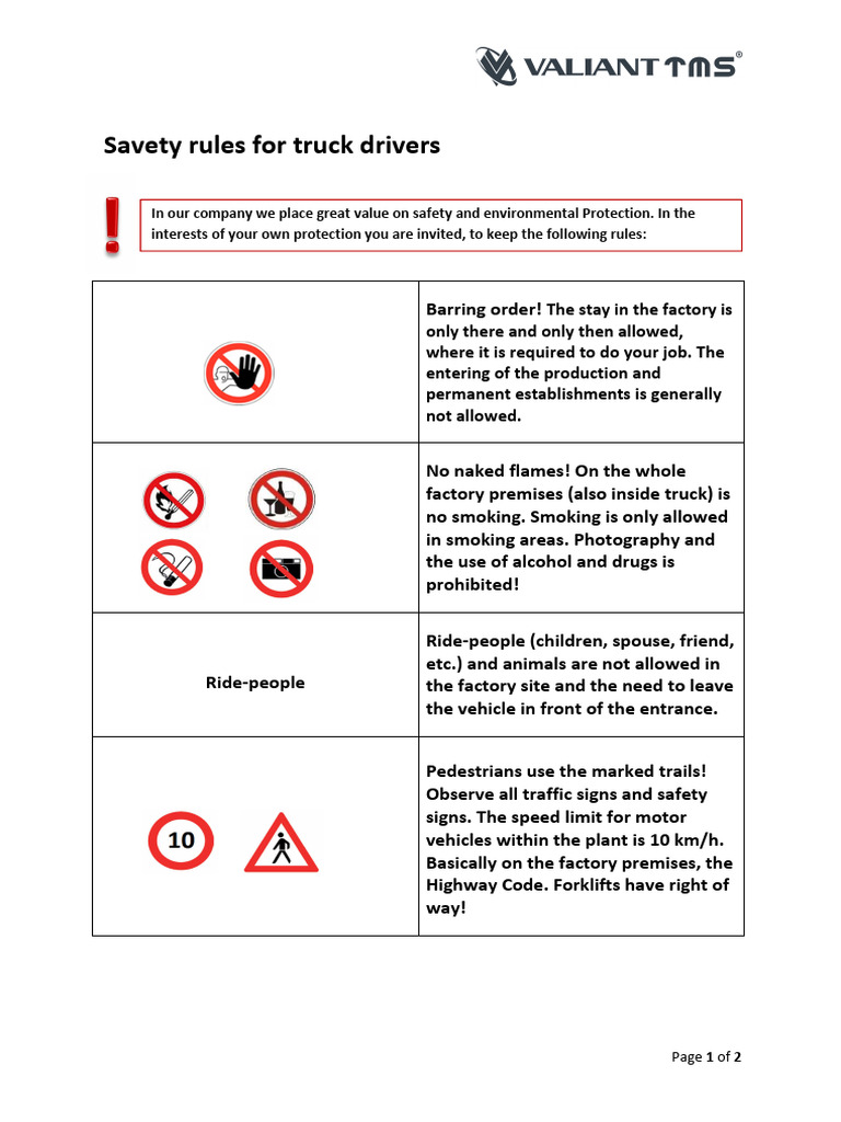 En Savety Rules For Truck Drivers 2017 | PDF | Truck | Vehicles