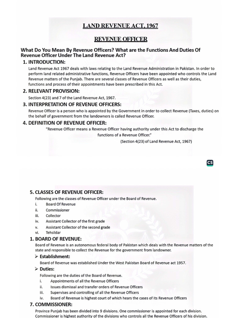 Classes of Revenue Officers | PDF