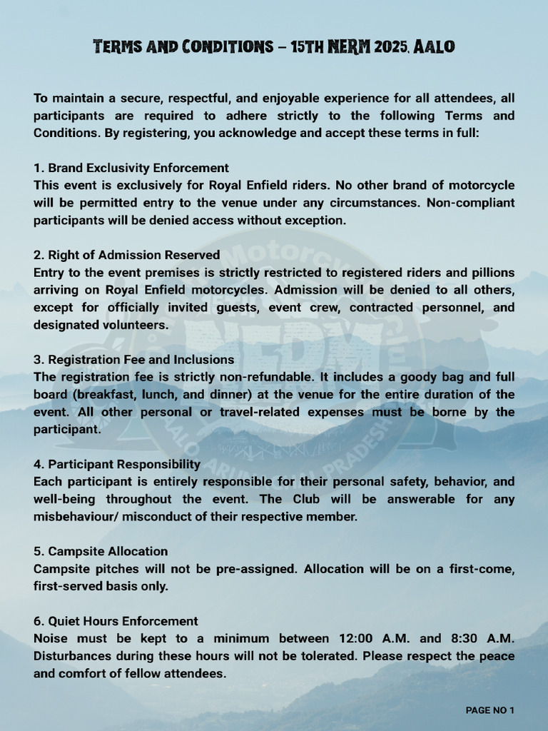 Terms and Conditions NERM 2025 | PDF