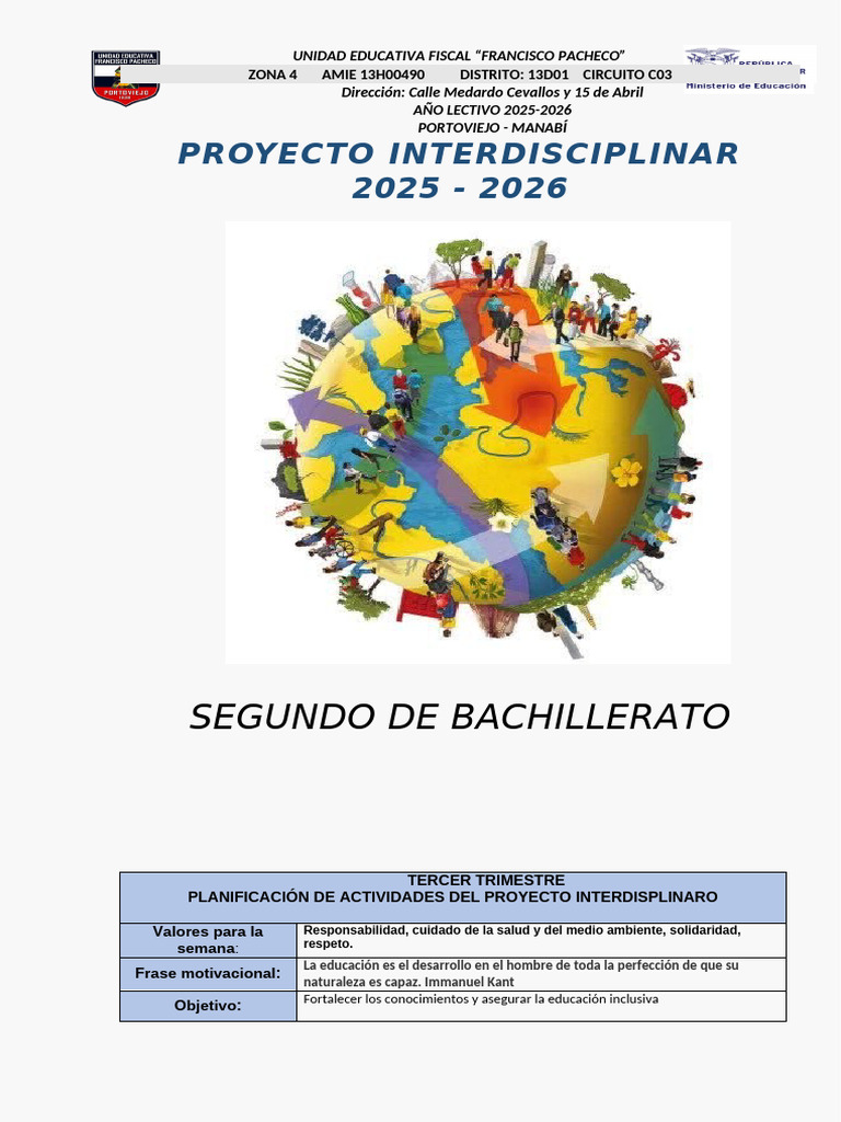 Proyecto Interdisciplinario 2do Bgu 2025-2026 - Melina Delgado | PDF