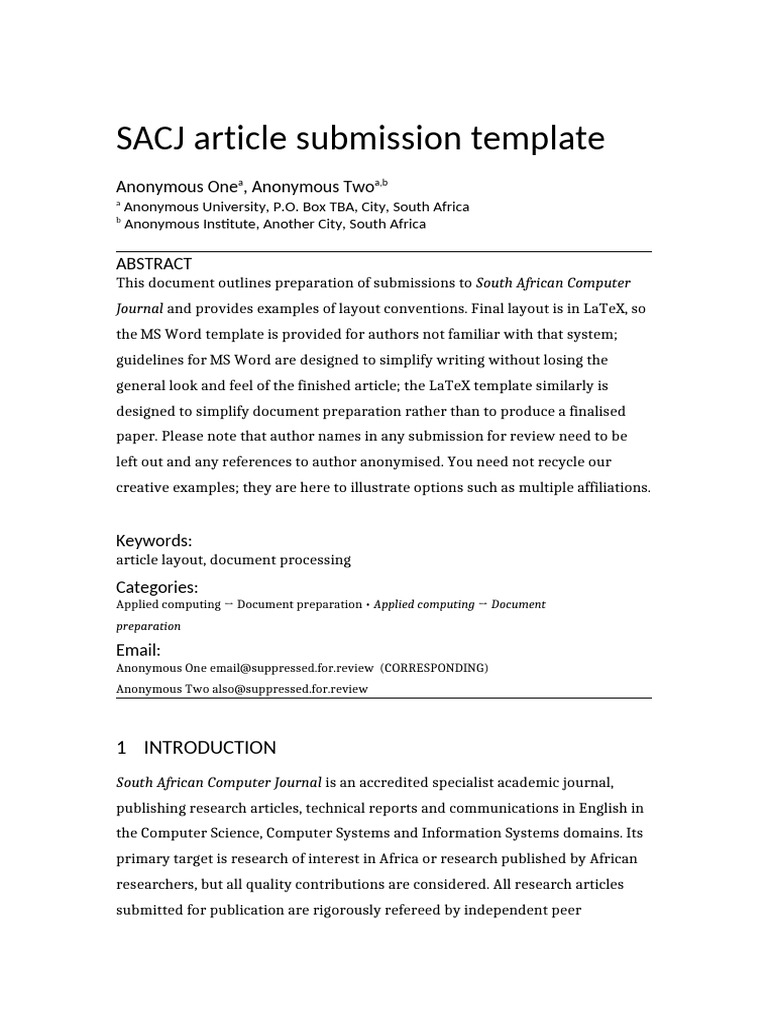 SACJ Article Submission Template (1) OTH | PDF | Citation | Digital Object Identifier
