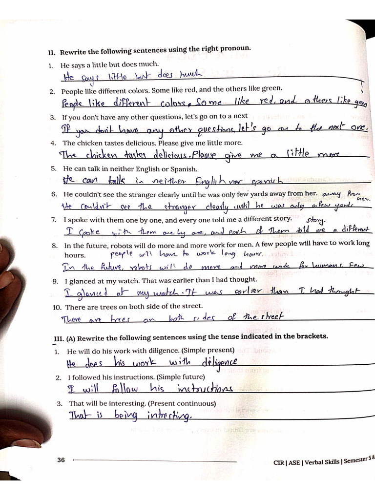 Rewriting Sentences | PDF