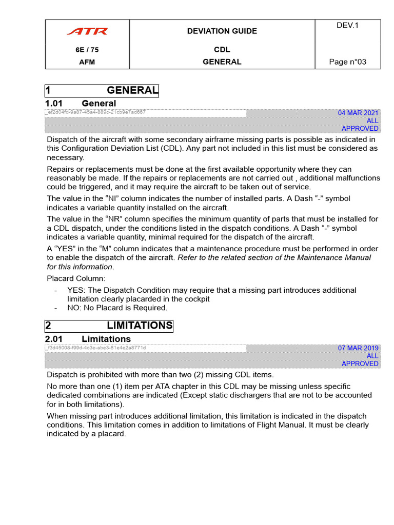 Aircraft Configuration Deviation List | PDF | Aerospace Engineering ...