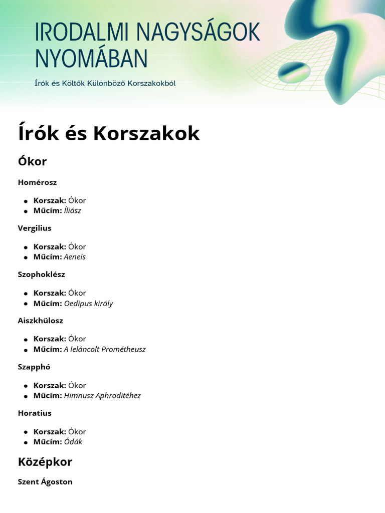 Írók És Korszakok PDF | PDF