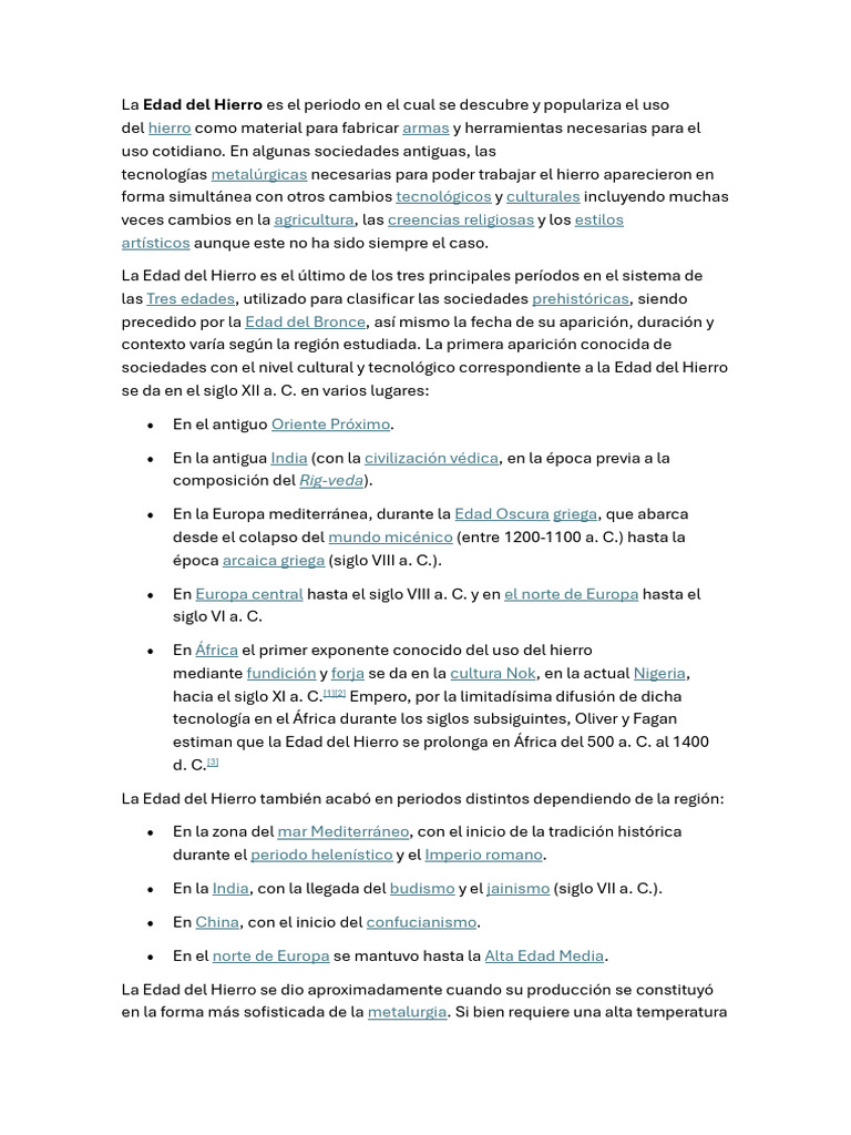 La Edad de Hierro | PDF | Edad de Hierro